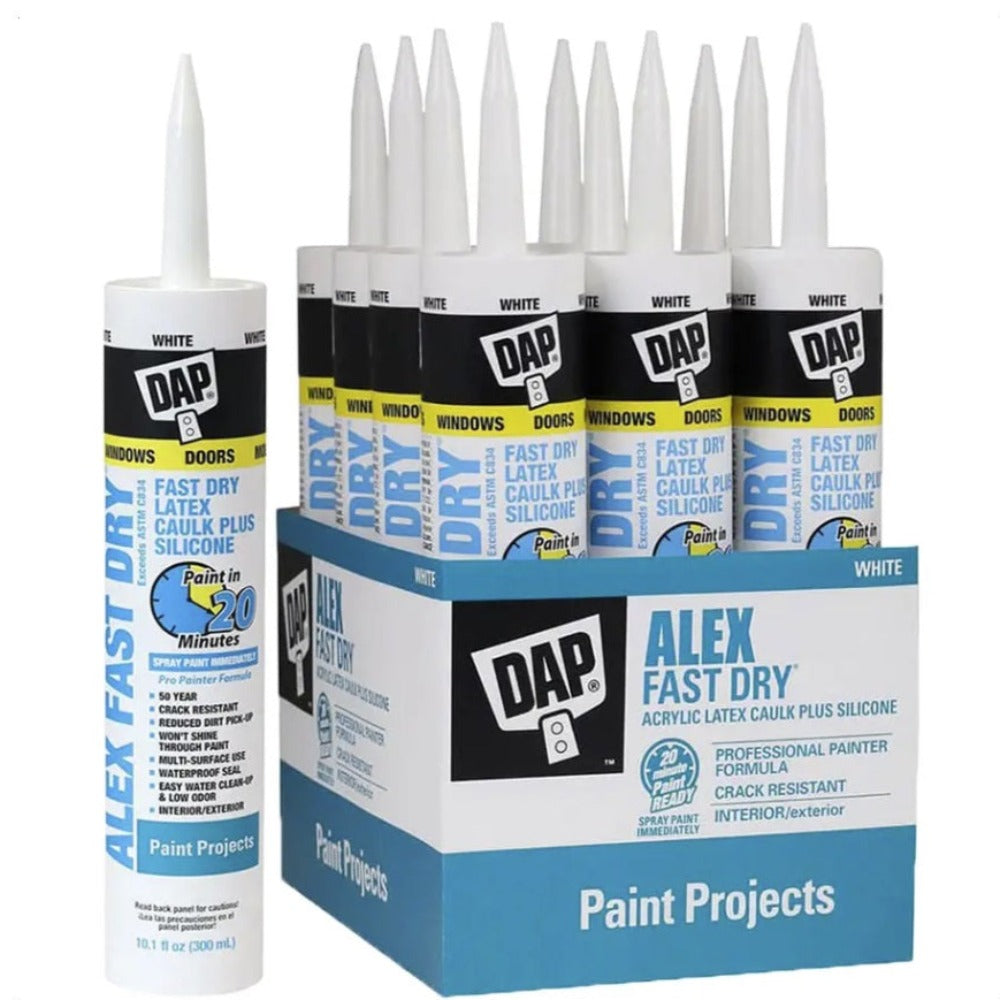 DAP 18425 Alex Fast Dry 10.1 oz. White Acrylic Latex Plus Silicone Cau ...